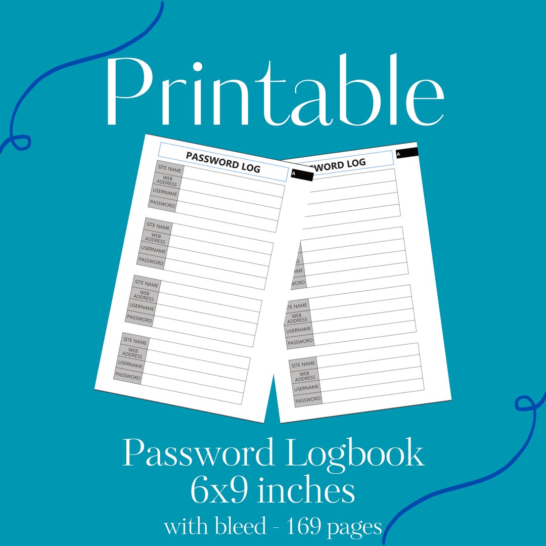 Printable Password Manager Logbook Ready to Use Book Resell Full ...