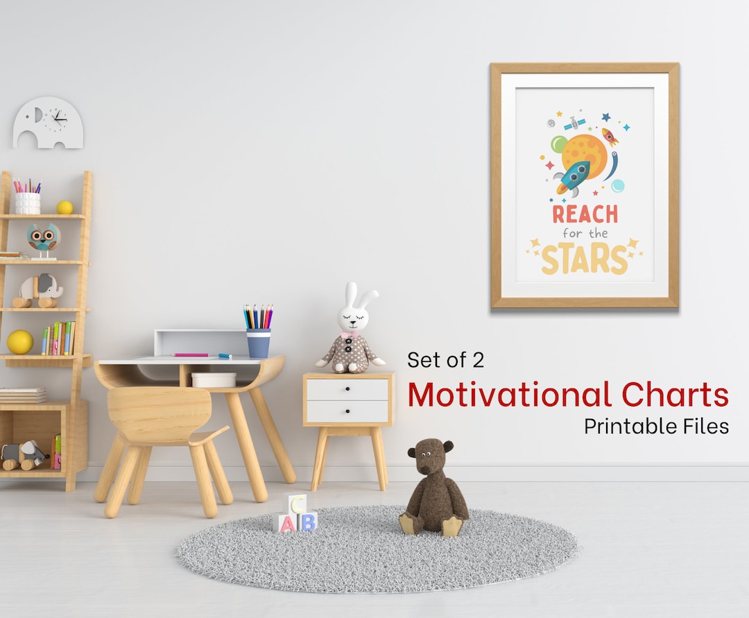 Printable Motivational Charts for Kids Nursery Posters Set - Etsy Singapore