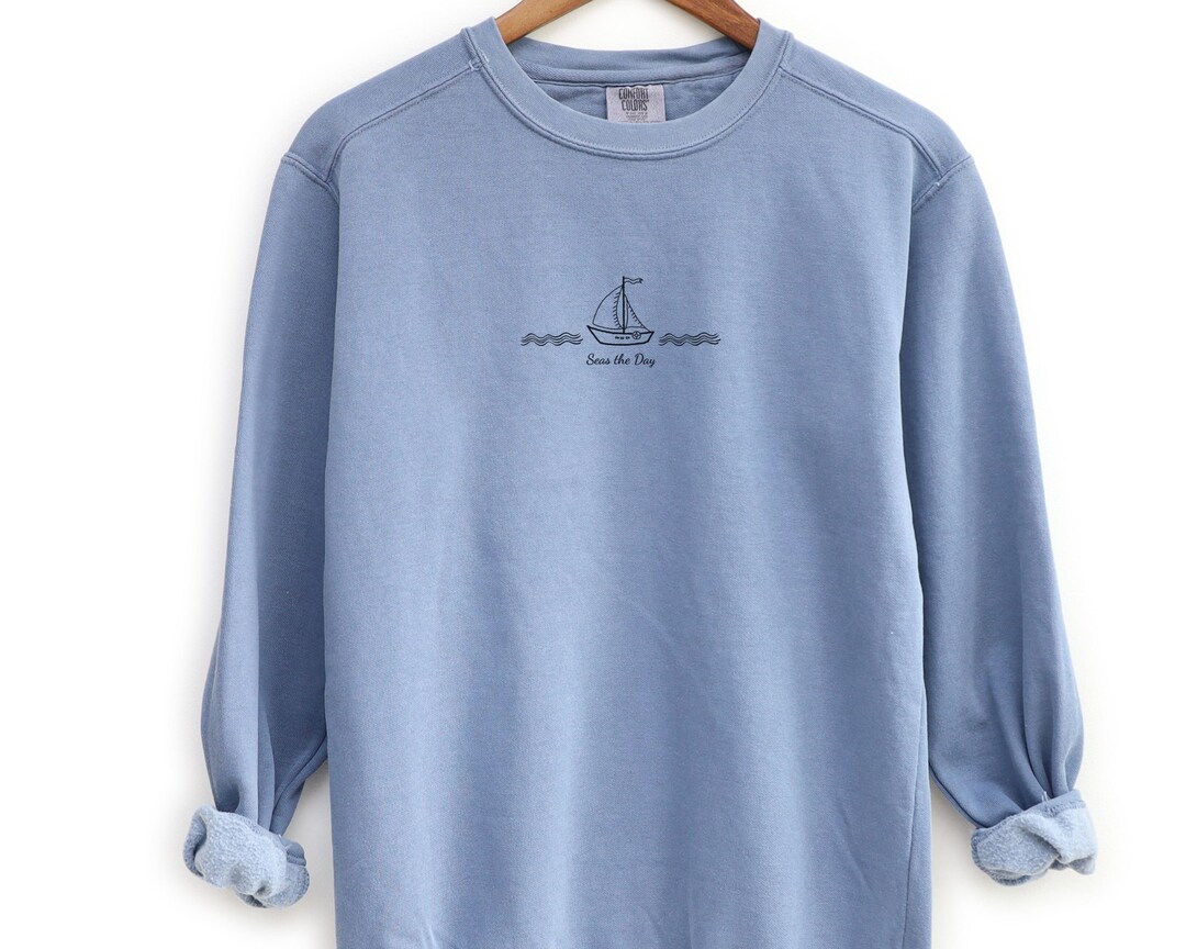 Custom Boat Shirt, Cute Minimalistic Sail Boat Sweatshirt Comfort Color ...
