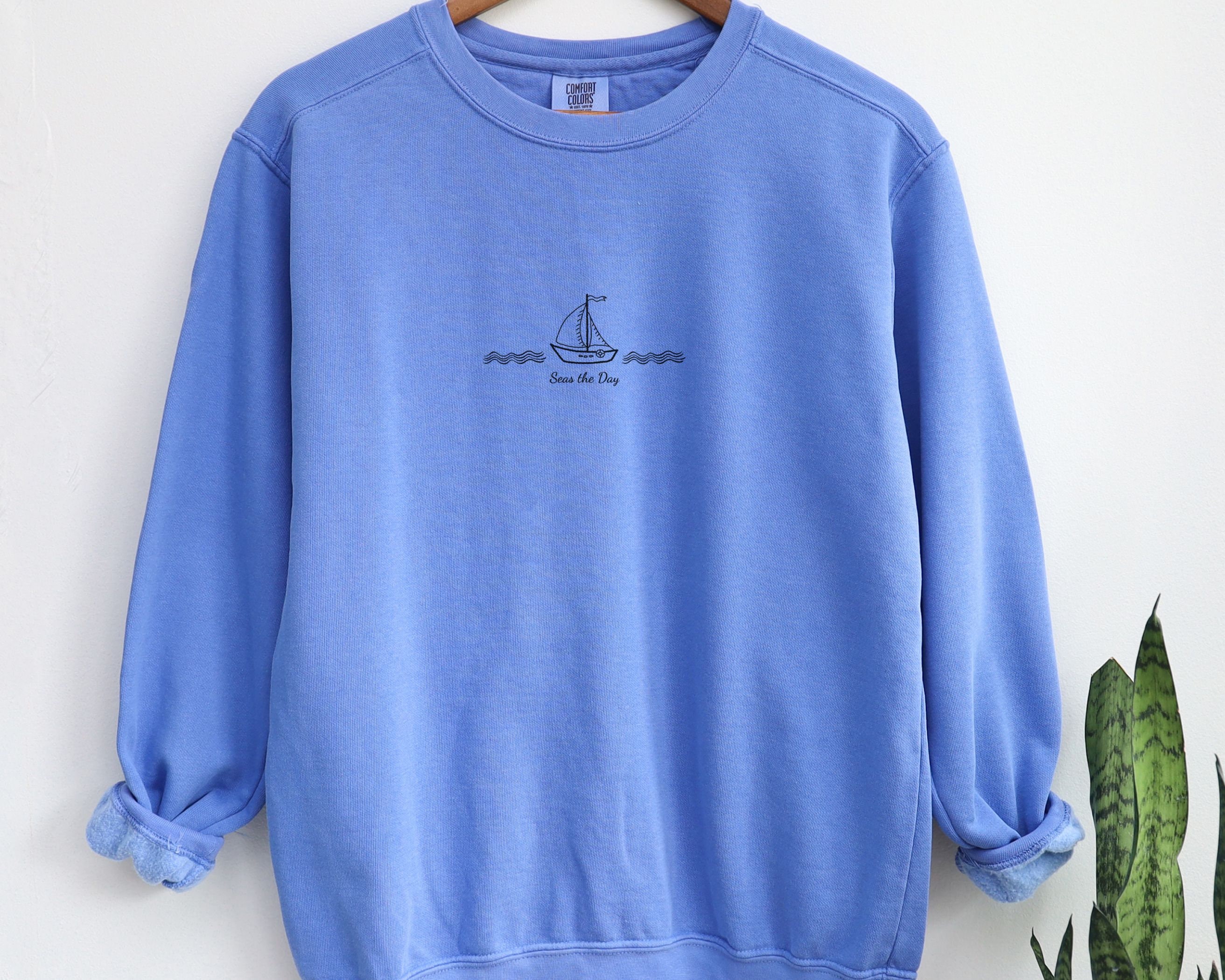 Custom Boat Shirt, Cute Minimalistic Sail Boat Sweatshirt Comfort Color ...