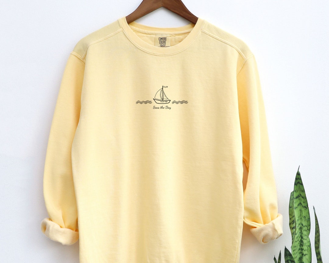 Custom Boat Shirt, Cute Minimalistic Sail Boat Sweatshirt Comfort Color ...