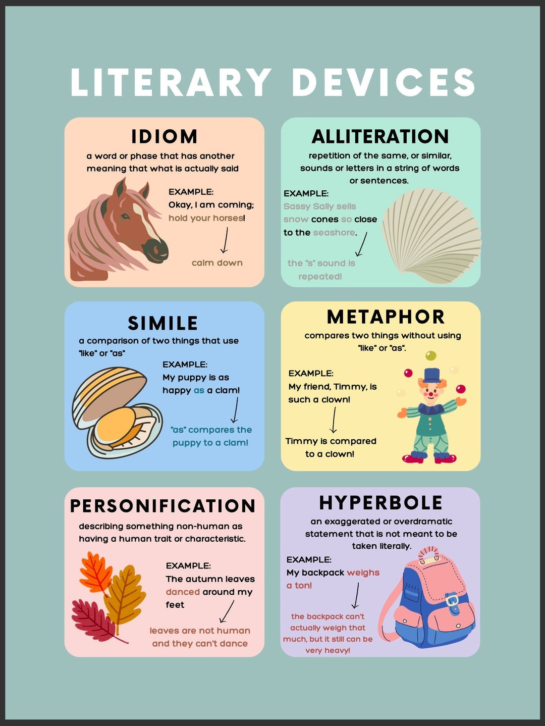 EDUCATIONAL- Literary Devices - Etsy