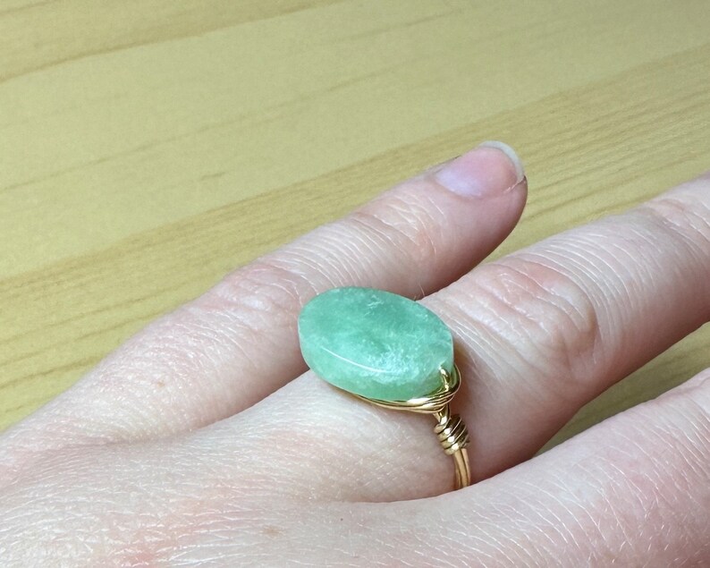 Oval Green Aventurine Ring - Etsy