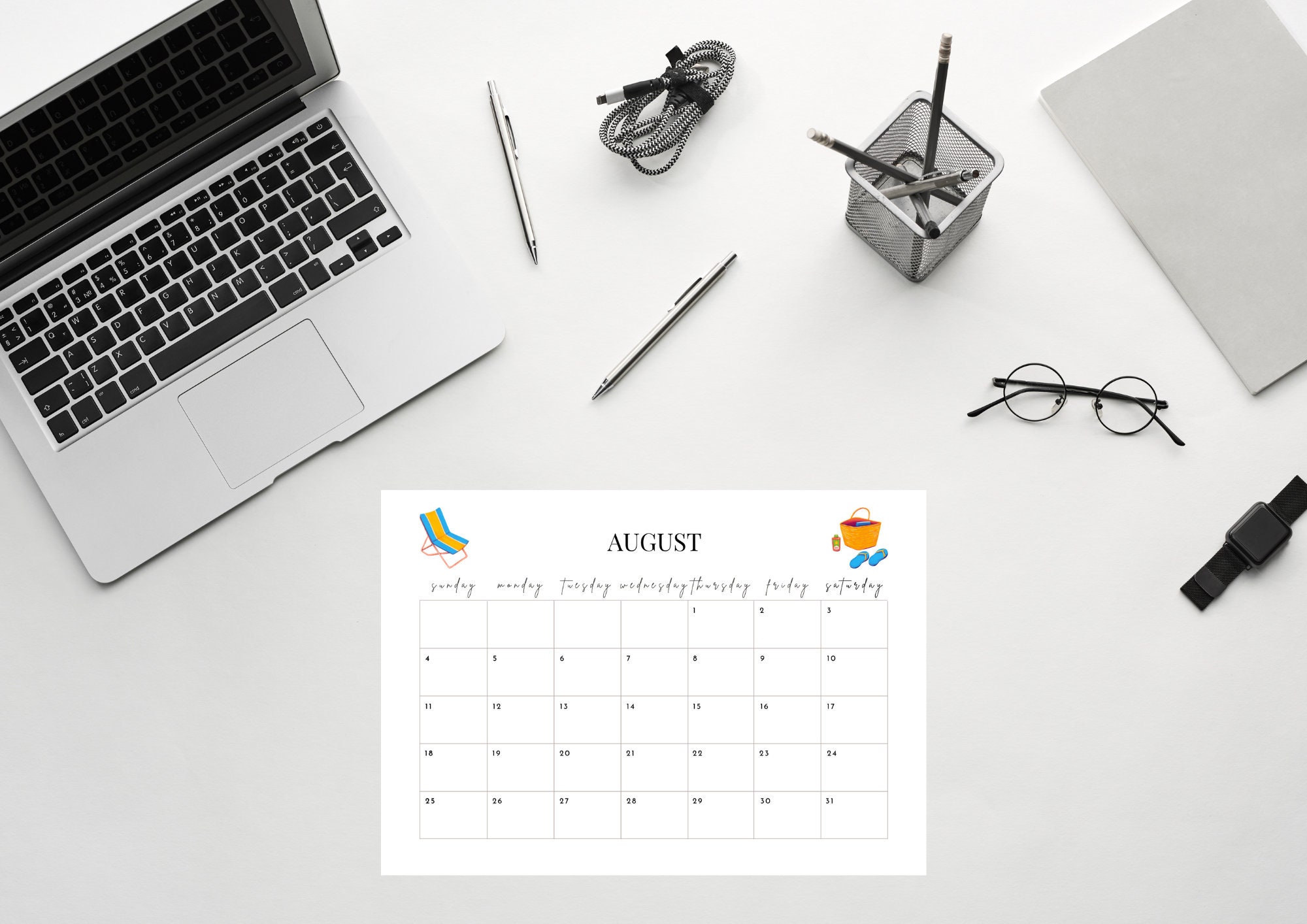 2024 Monthly Calendar Horizontal A4 Size Sunday Start English - Etsy
