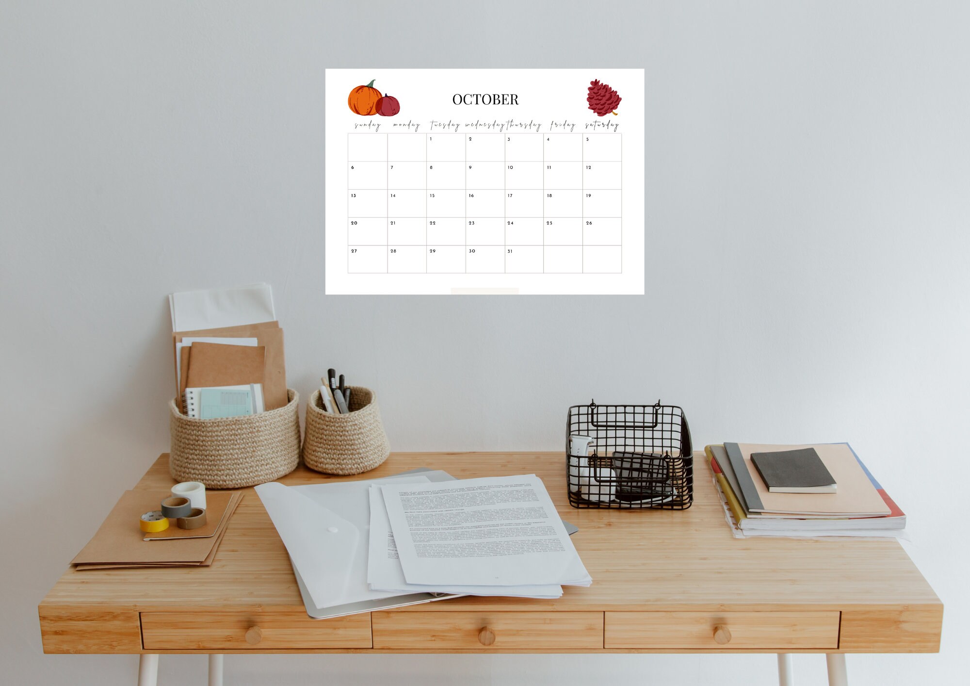 2024 Monthly Calendar Horizontal A4 Size Sunday Start English - Etsy