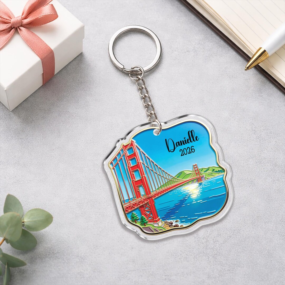 Personalized San Francisco Keychain, Golden Gate Bridge Acrylic Keyring ...