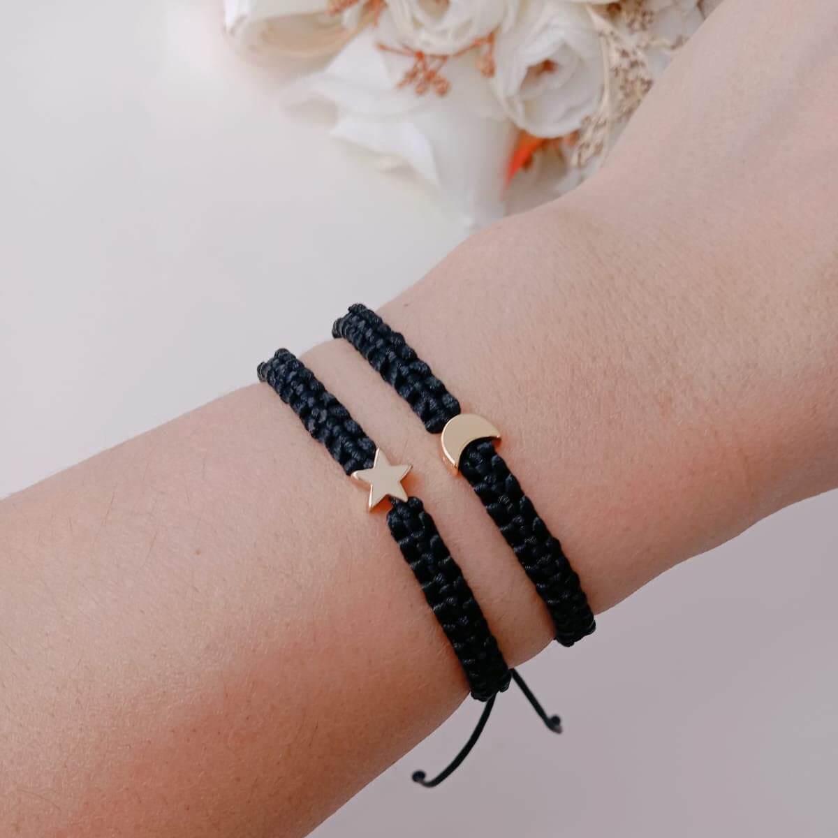 Customizable Star and Moon Rope Bracelets: Personalized Couple's ...