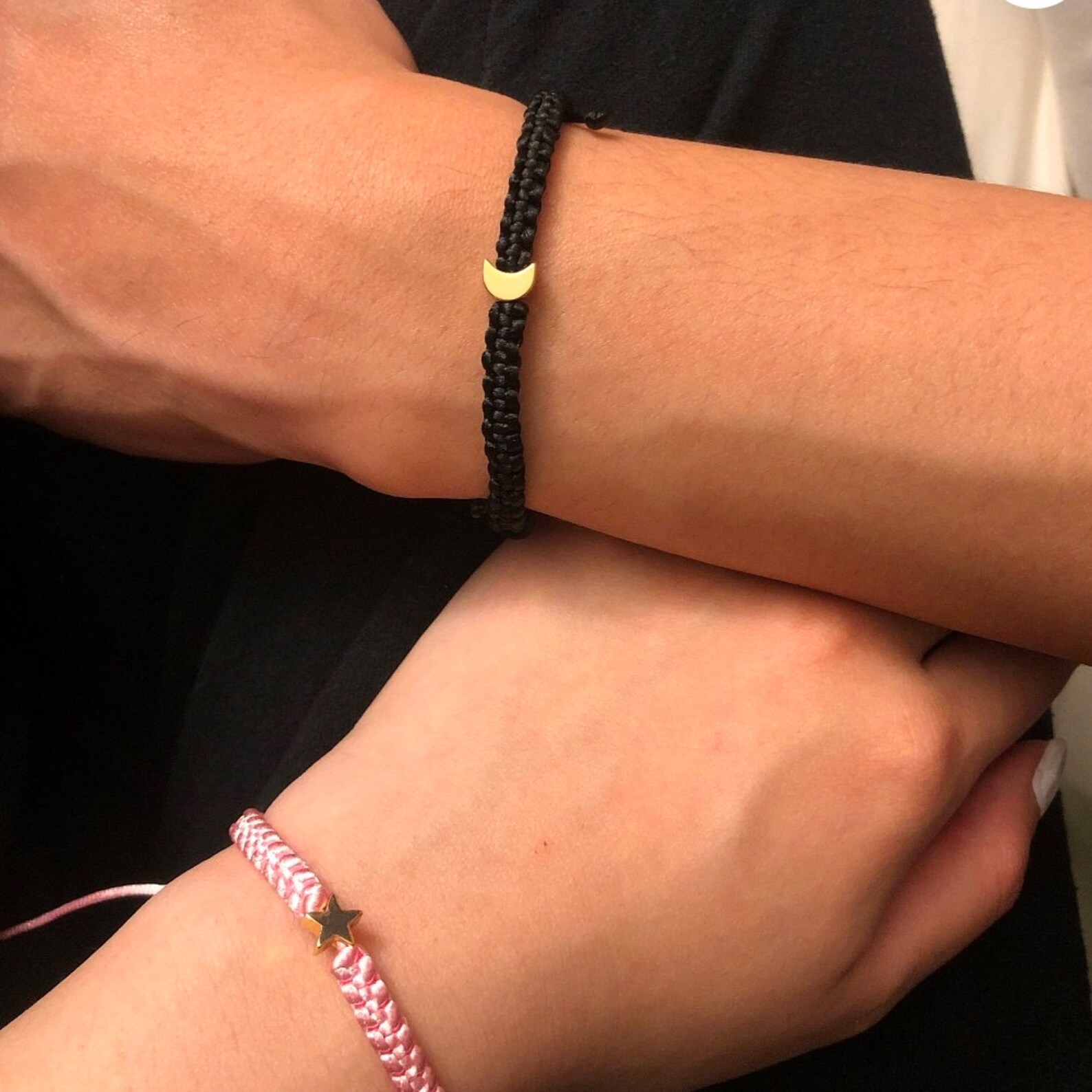 Customizable Star and Moon Rope Bracelets: Personalized Couple's ...