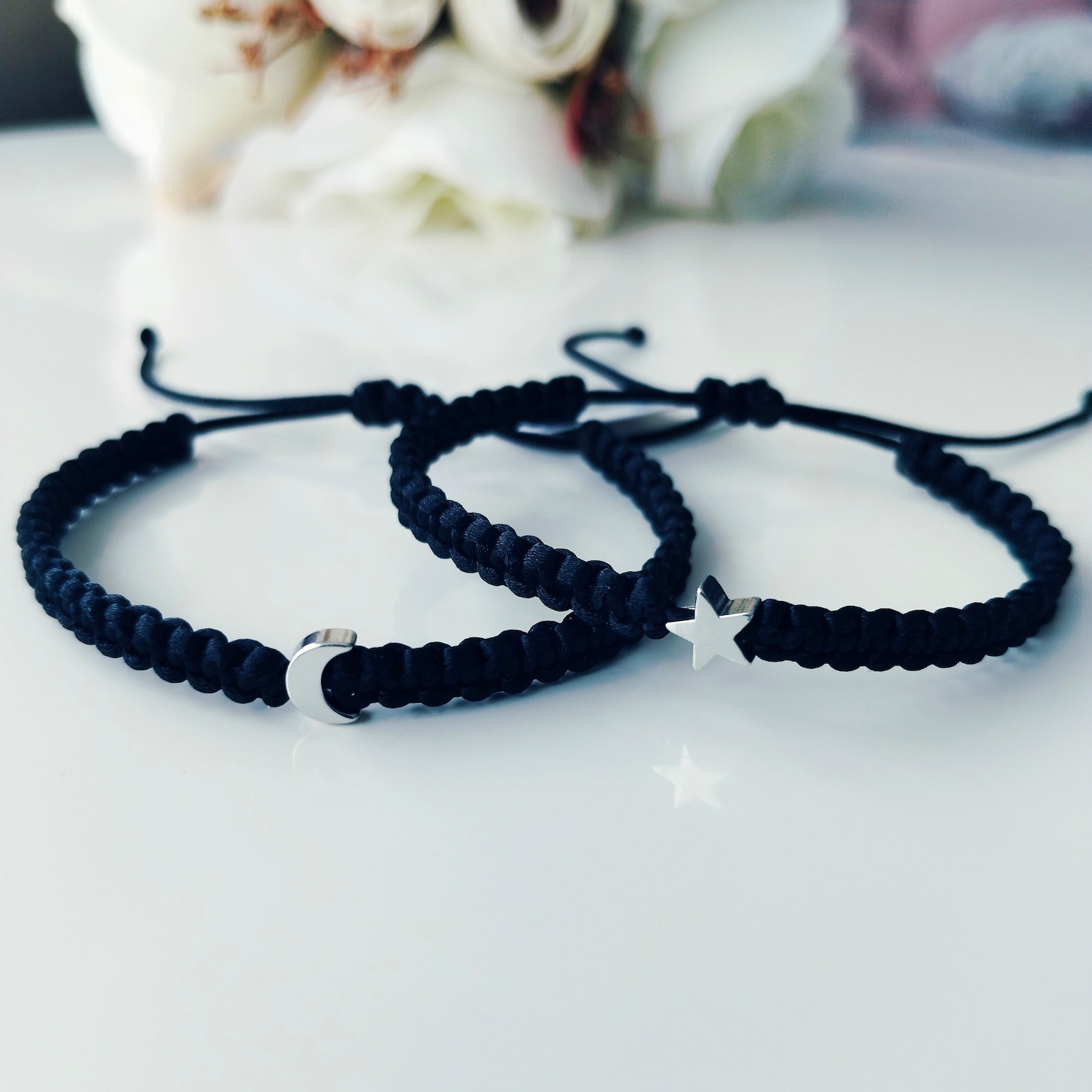 Customizable Star and Moon Rope Bracelets: Personalized Couple's ...