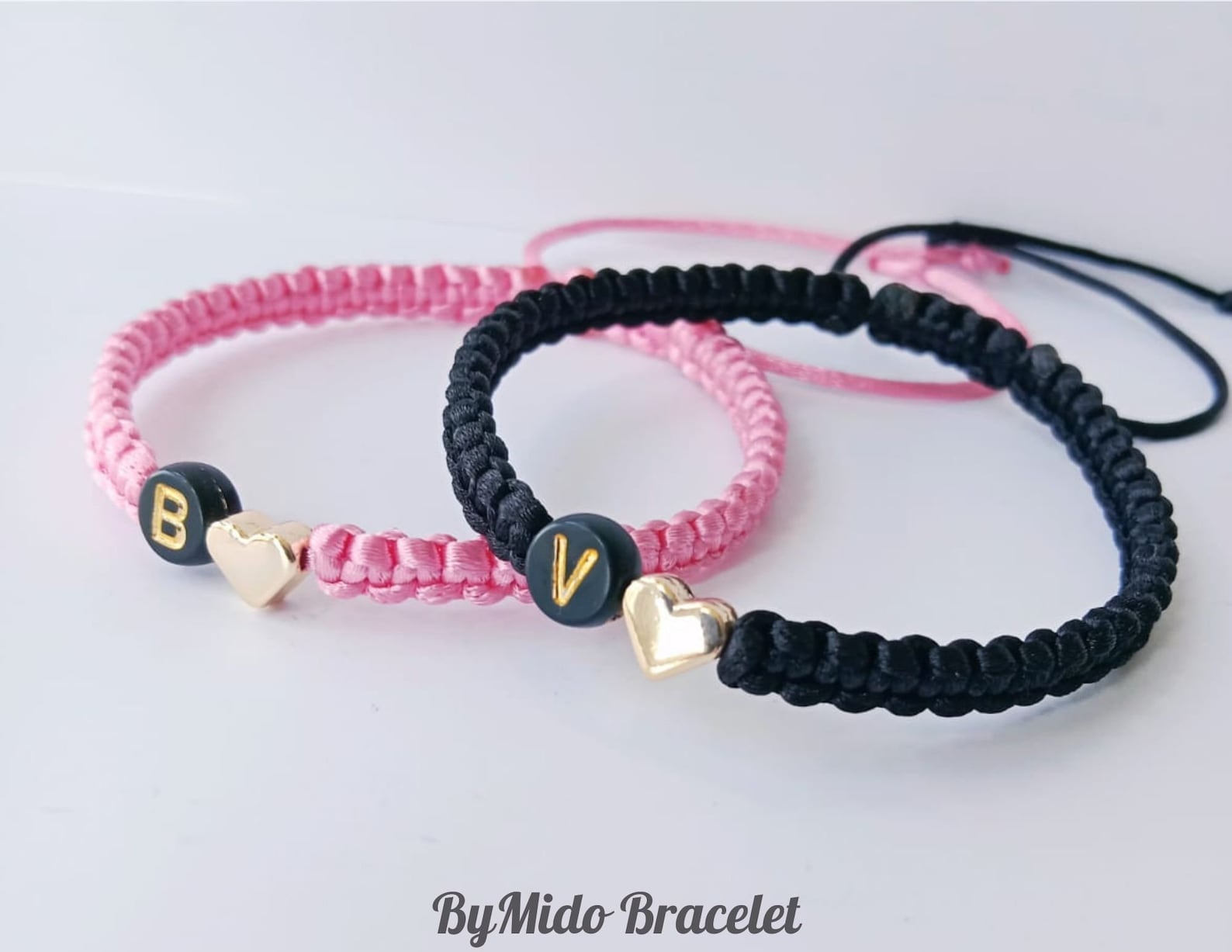 Set of 2 Custom Couple Heart and Initial Love Bracelets - Etsy