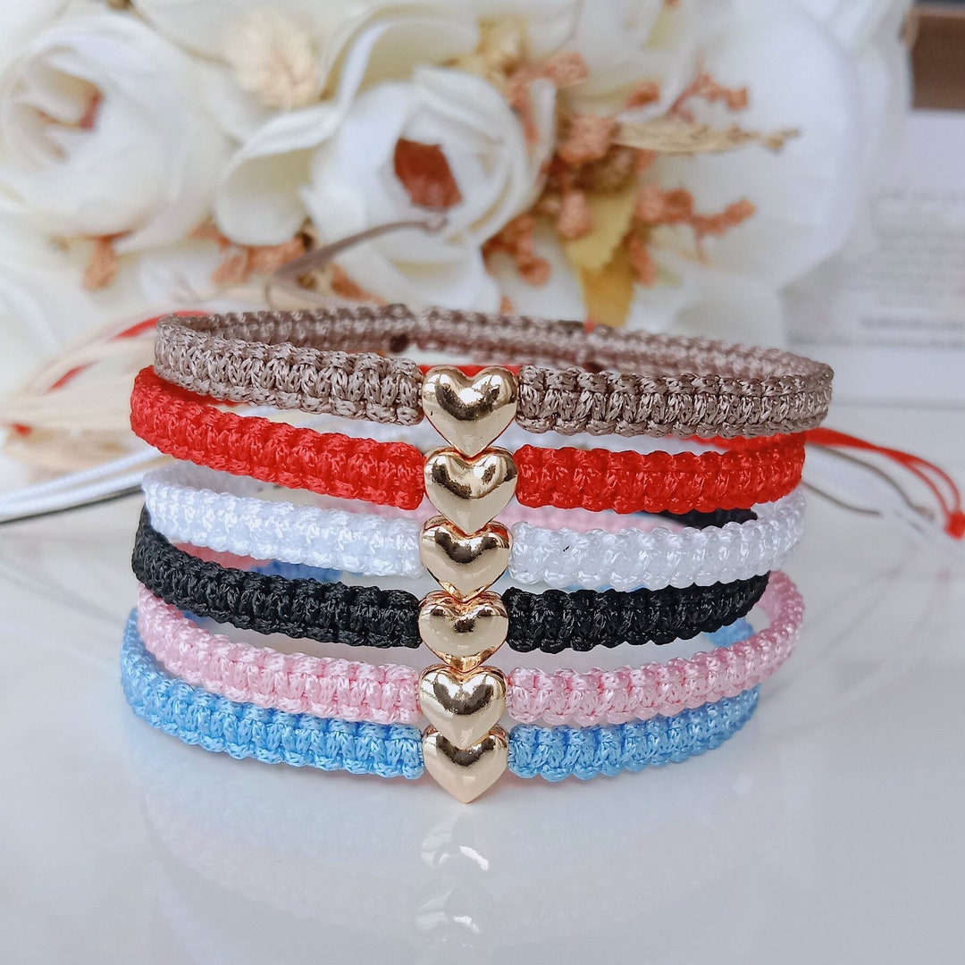 Set of 2 Customizable Hearts Handmade Rope Bracelets Best Christmas ...
