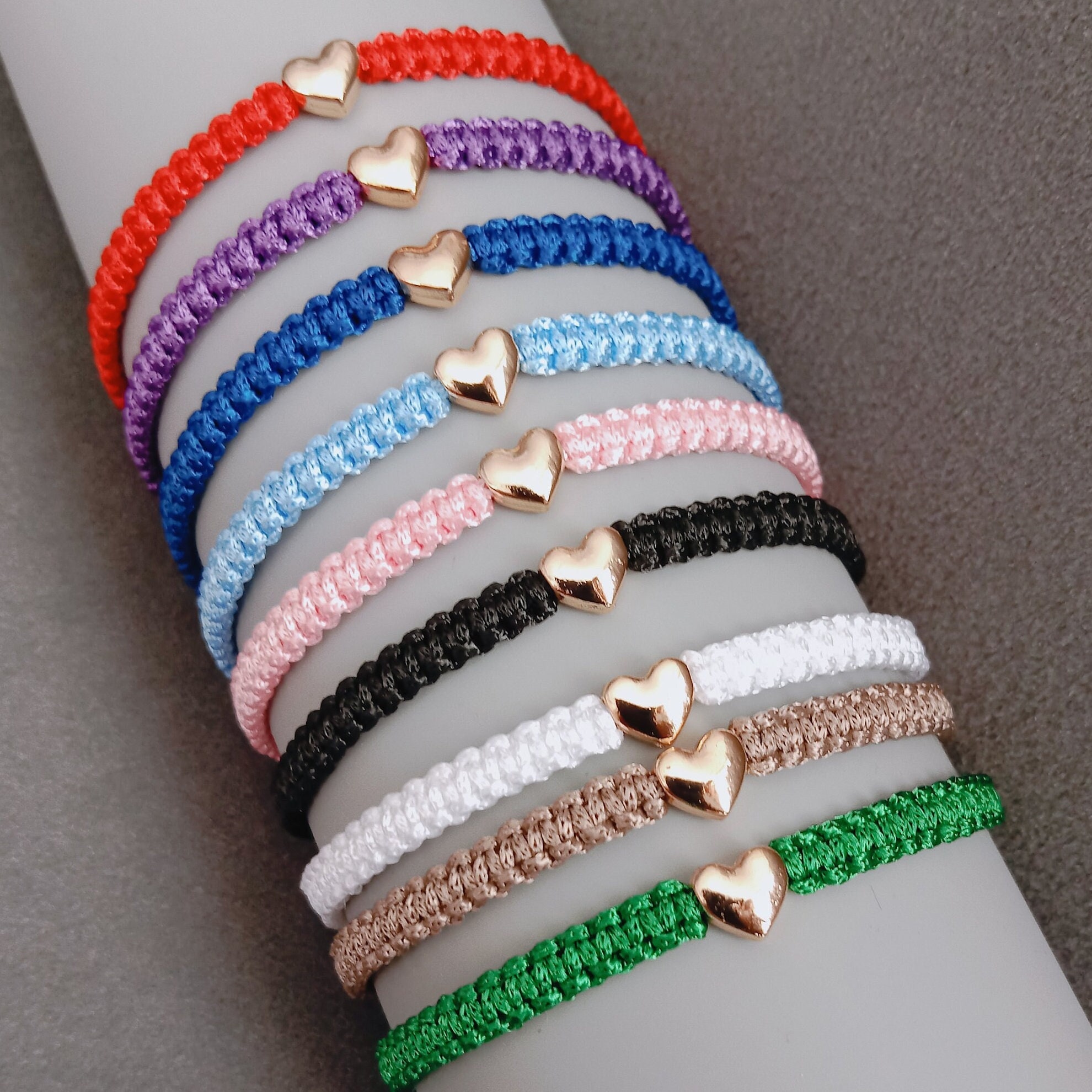 Set of 2 Customizable Heart Bracelets | Handmade Rope, Matching Couples ...