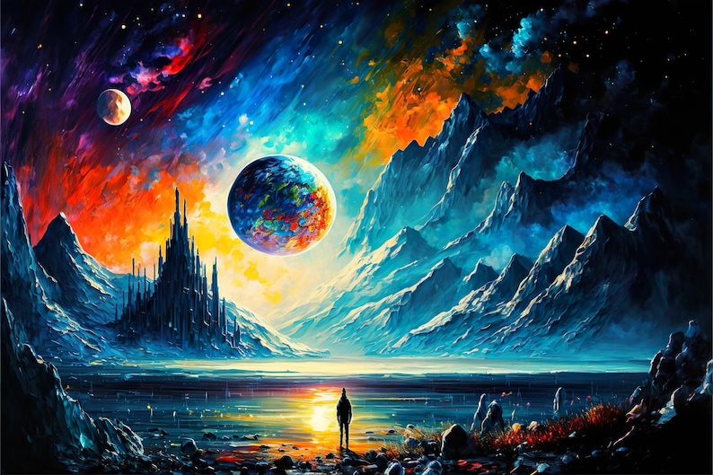 Mystical Fantasy. Vibrant Colorful Oil Painting Dreamscape Landscape ...