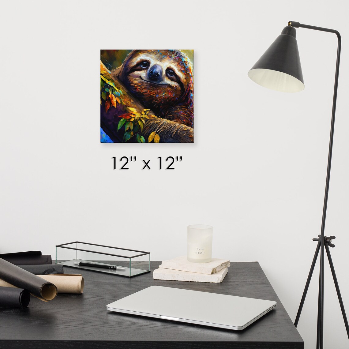 Peaceful Sloth. Vibrant Colorful Oil Painting Wildlife Animal Canvas ...