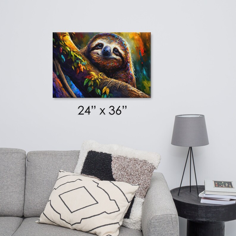 Peaceful Sloth. Vibrant Colorful Oil Painting Wildlife Animal Canvas ...