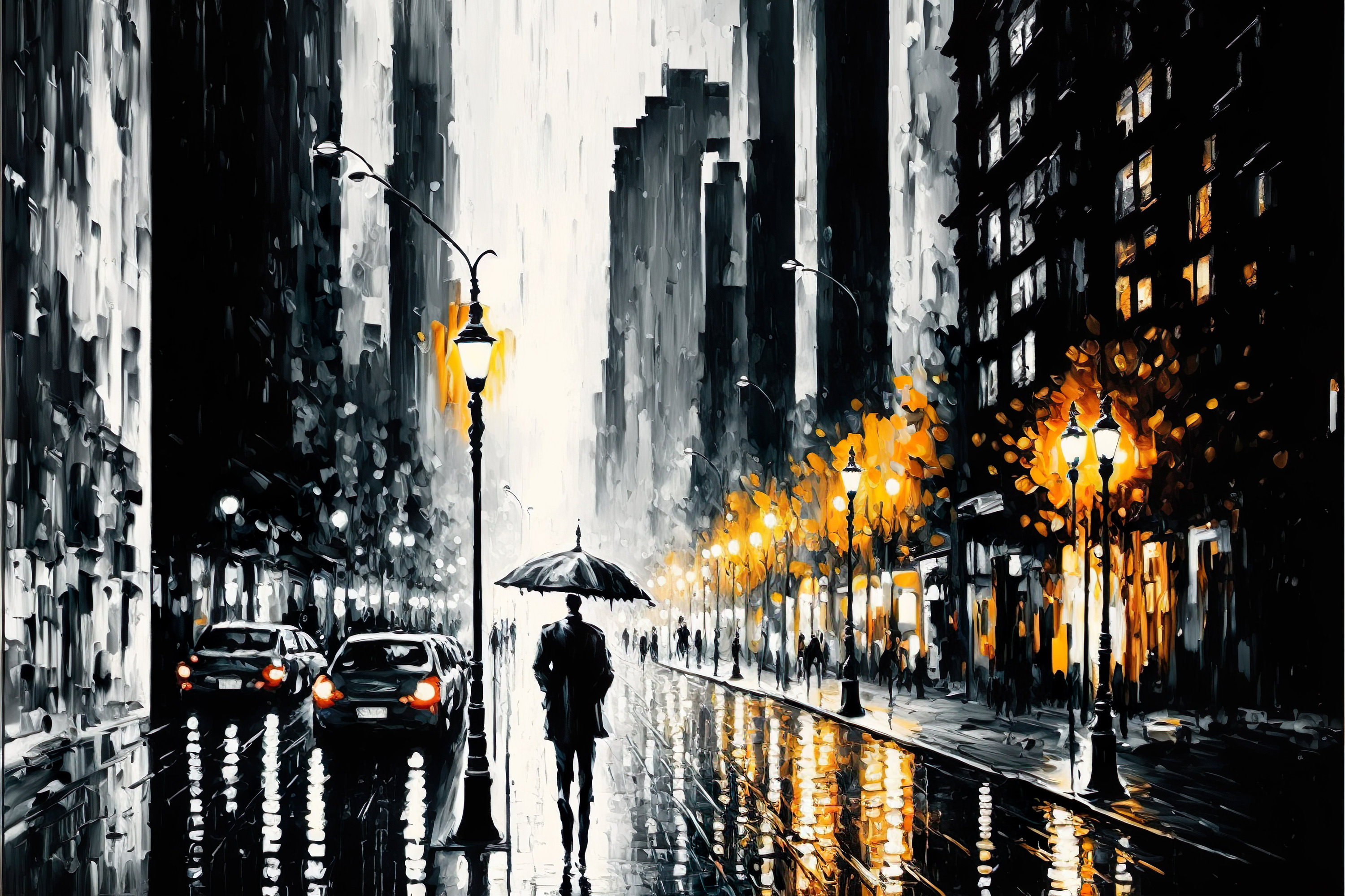Cityscape Painting Black And White