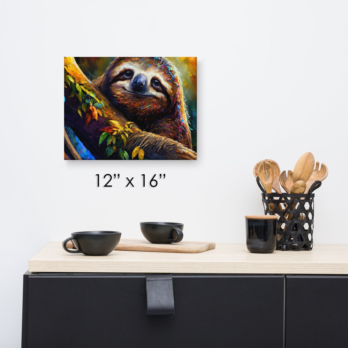 Peaceful Sloth. Vibrant Colorful Oil Painting Wildlife Animal Canvas ...