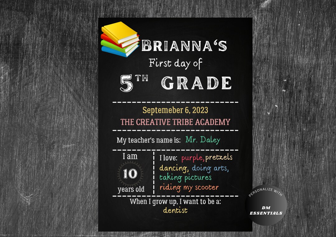 First Day of School Printable Template Digital Download Canva ...