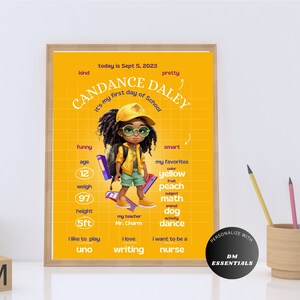 Editable Back to School Poster Digital Sign Instant Download Girl Grade ...