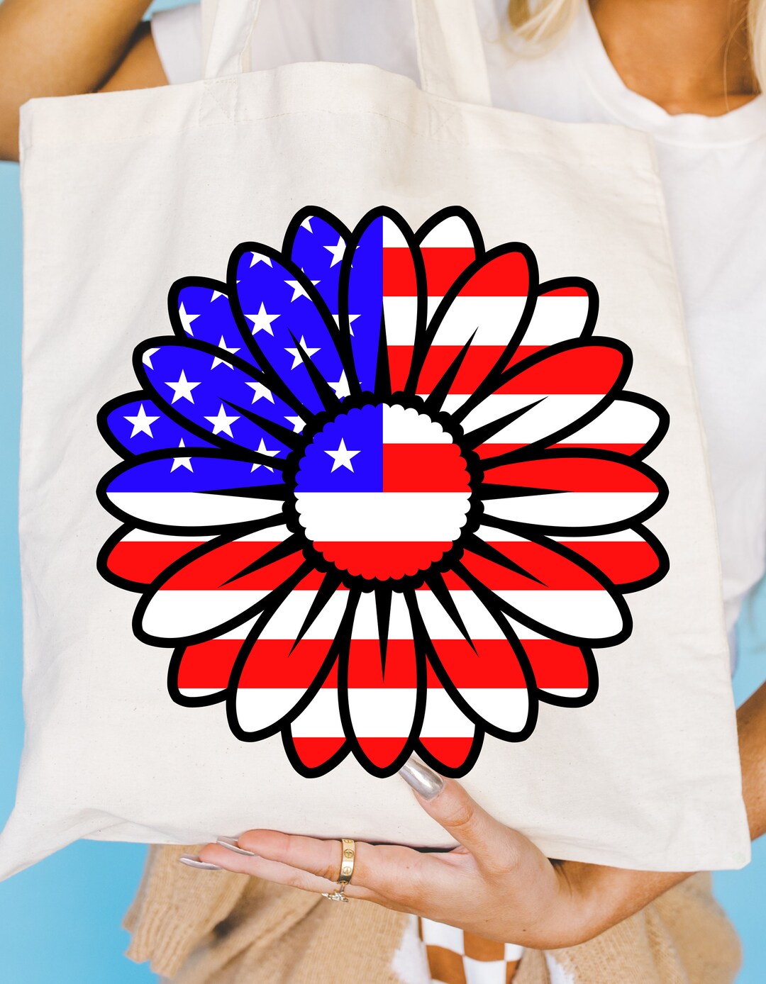 Fourth of July Canvas Tote Bag, 4th of July Tote Gift, Patriotic Bag ...