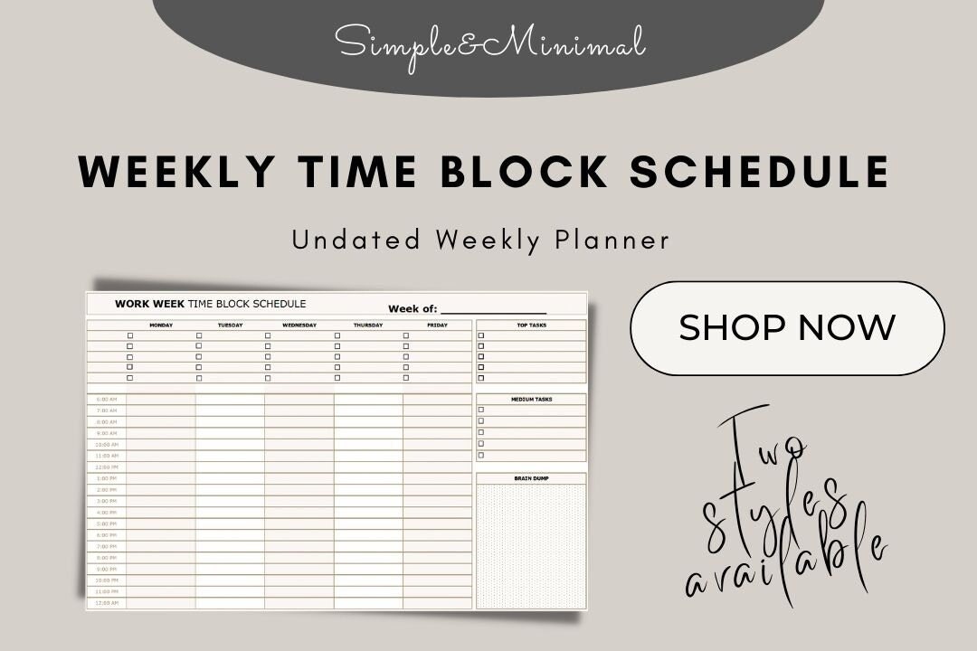Time Block Spread, Time Blocking Planner, Time Block Printable, Bullet ...