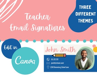 Teacher Email Signature Template Editable Canva Cute Gift for Teacher ...