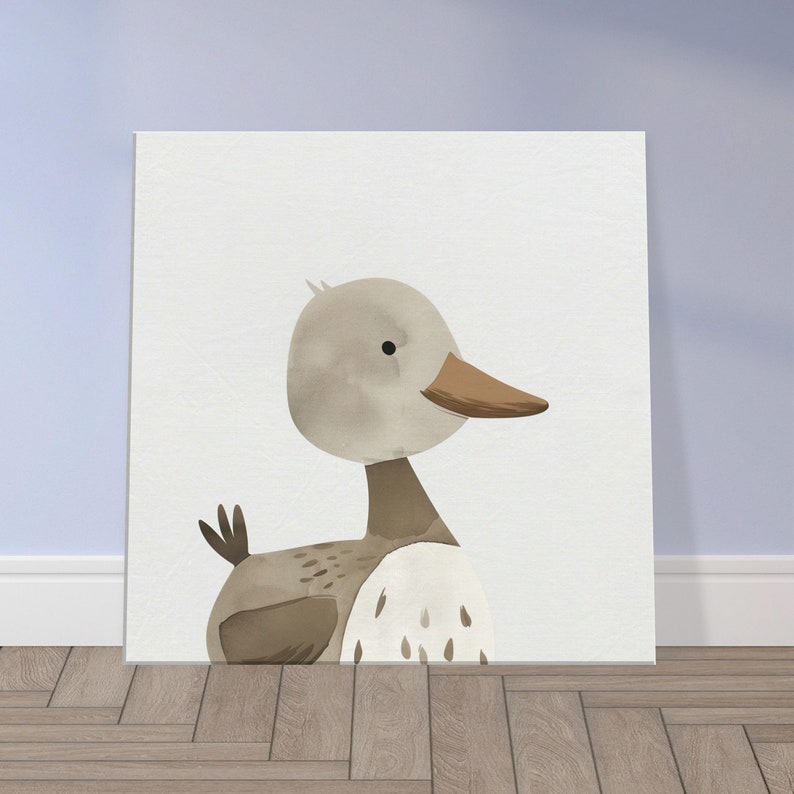 Cute Happy Duck Painting Simple Adorable Duck Nursery Decor Cartoon ...