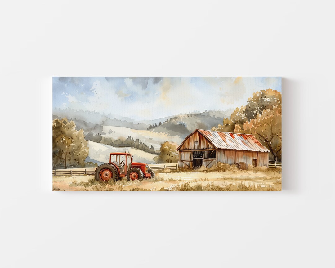 Old Barn Watercolour Painting | Rustic Old Barn Art | Farm Landscape ...