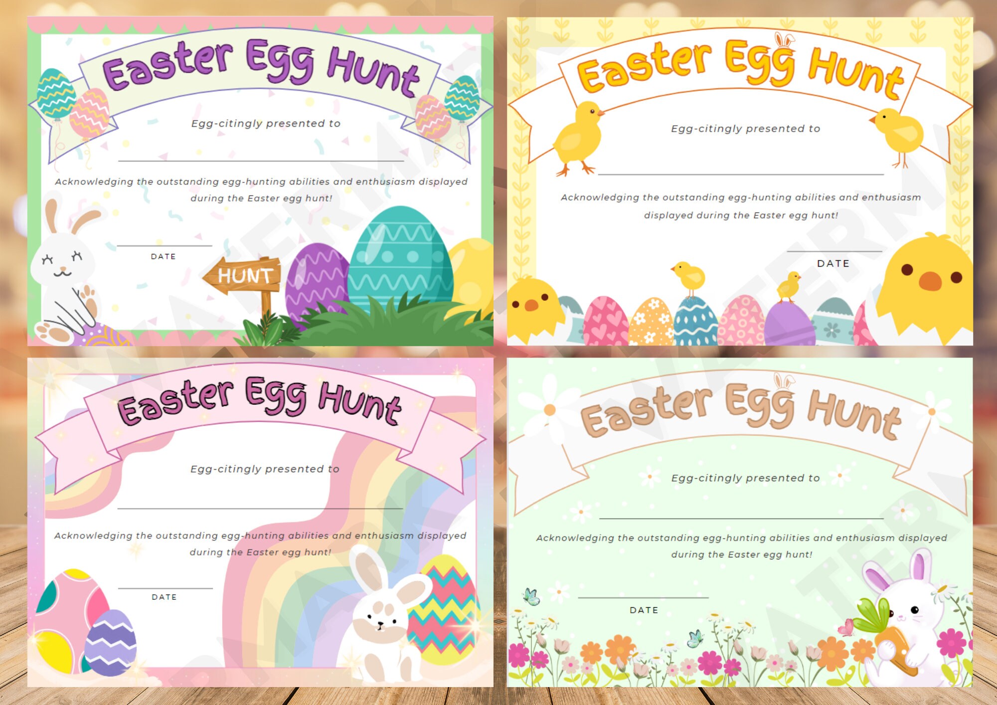 Printable Easter Egg Hunt Certificate, Award, Sign, 4 Designs ...