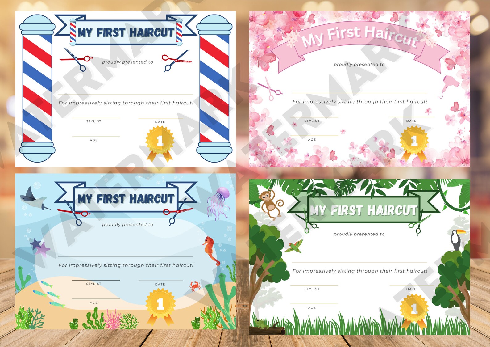 Printable My First Haircut Certificate, Award, Sign, 4 Designs ...