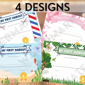 Printable My First Haircut Certificate, Award, Sign, 4 Designs ...