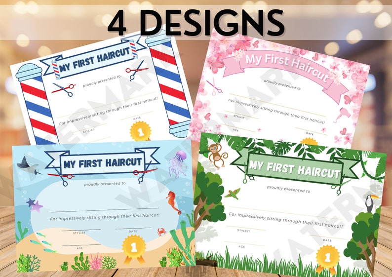 Printable My First Haircut Certificate, Award, Sign, 4 Designs ...
