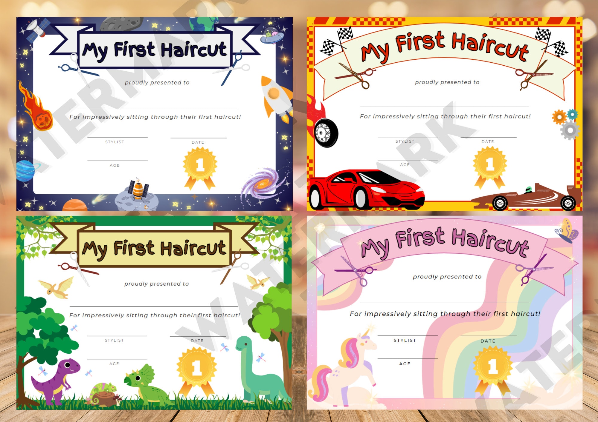 Printable My First Haircut Certificate, Award, Sign, 4 Designs ...