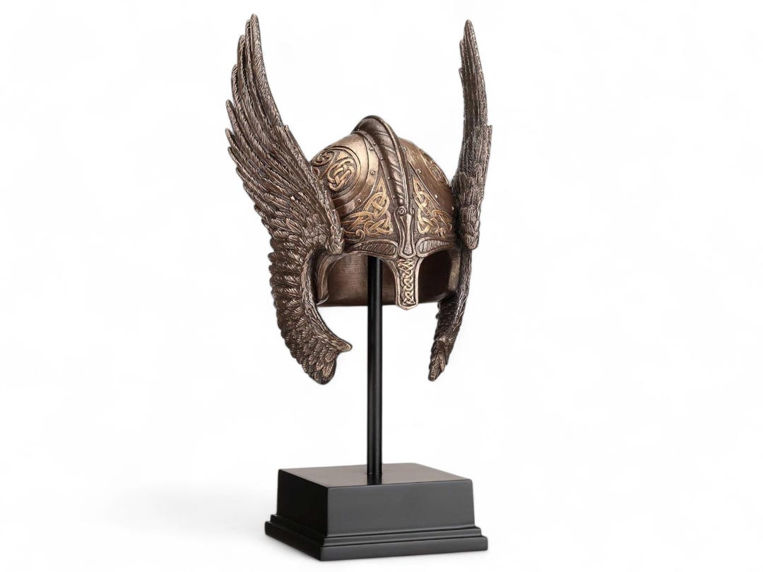 Winged Valkyrie Helmet Figurine. Fantasy Decor, Norse Mythology ...