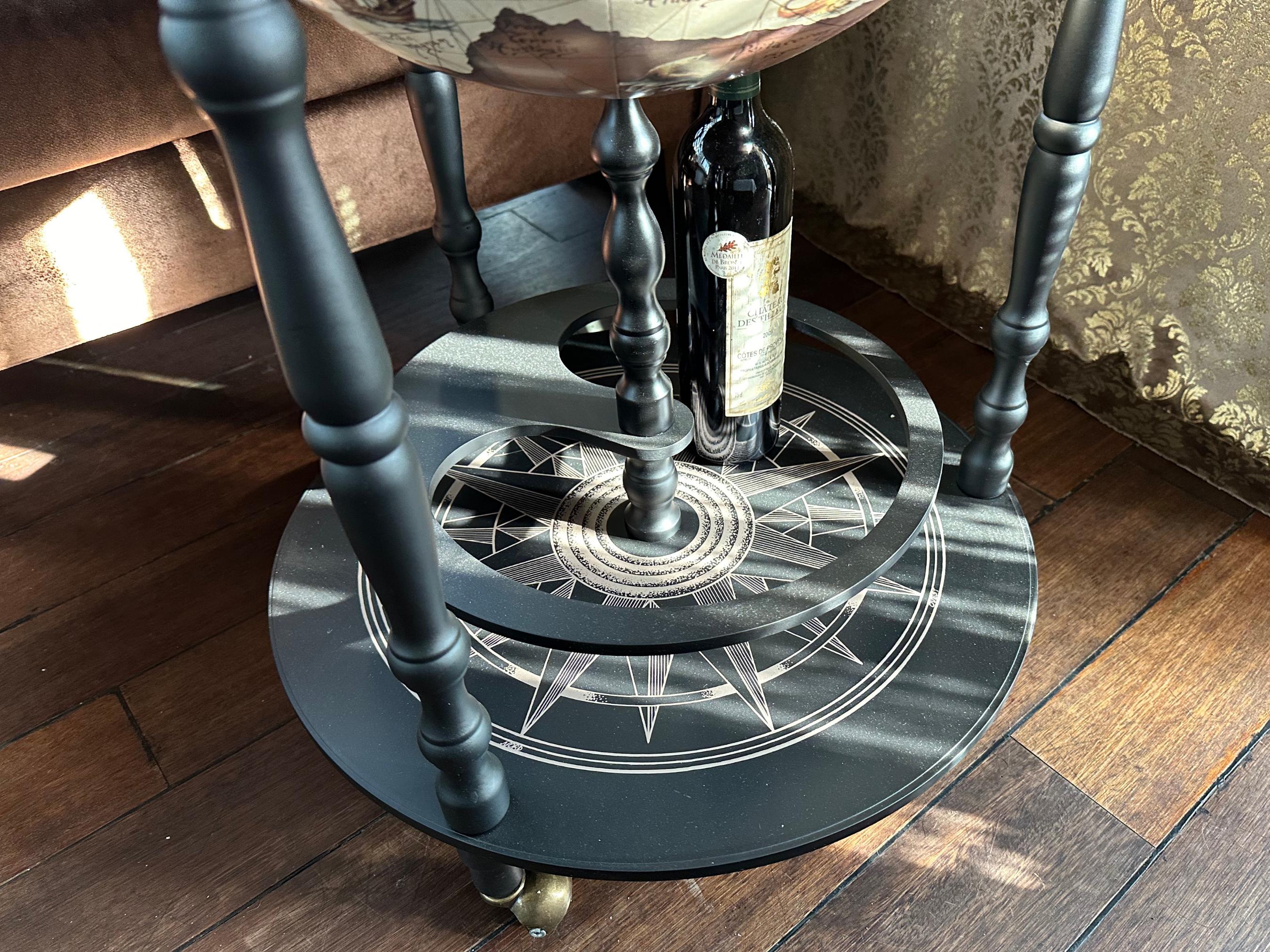 Vulcano Raven-black Floor Standing Bar Globe. With a Map in Warm and ...