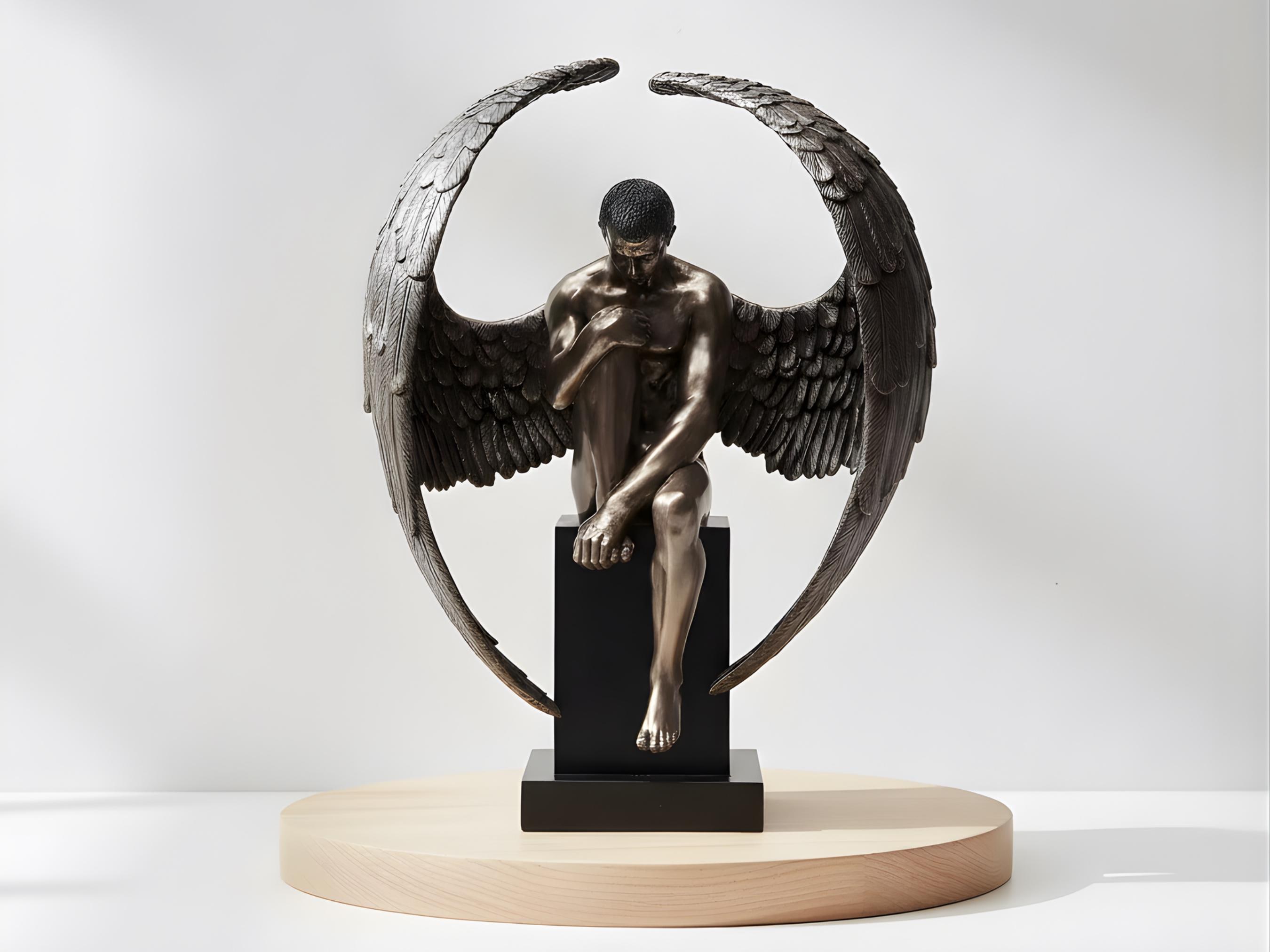 Large Fallen Angel Statue: Gothic Home Decor, Titan Winged Art - Etsy