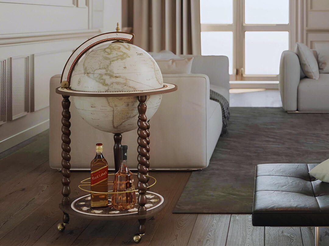 Modern Globe Bar Cart Old White Colored 18th Century Map - Etsy