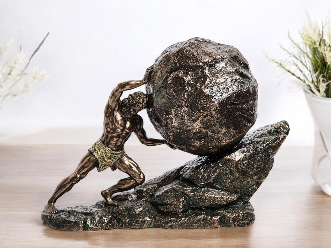 Sisyphus Statue. Sisyphus Pushing Rock Figurine, Unique Home Décor ...
