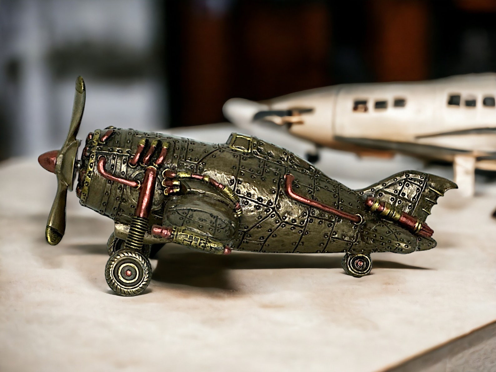Steampunk Airplane Decor: Cold Cast Bronze Vintage Sculpture - Etsy