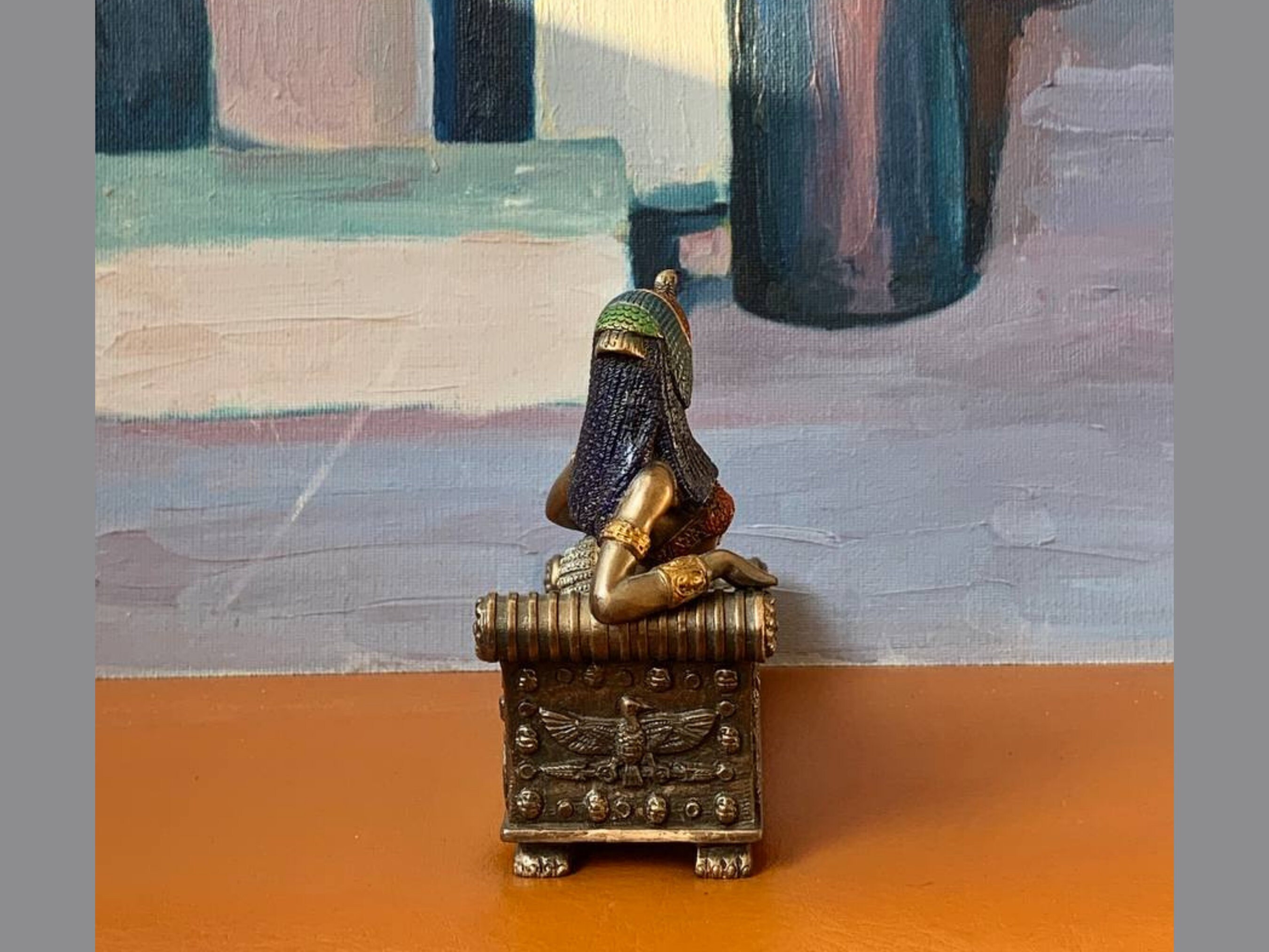 Bronze Cleopatra Statue, Hand Painted Egyptian Figurine for Home Decor ...
