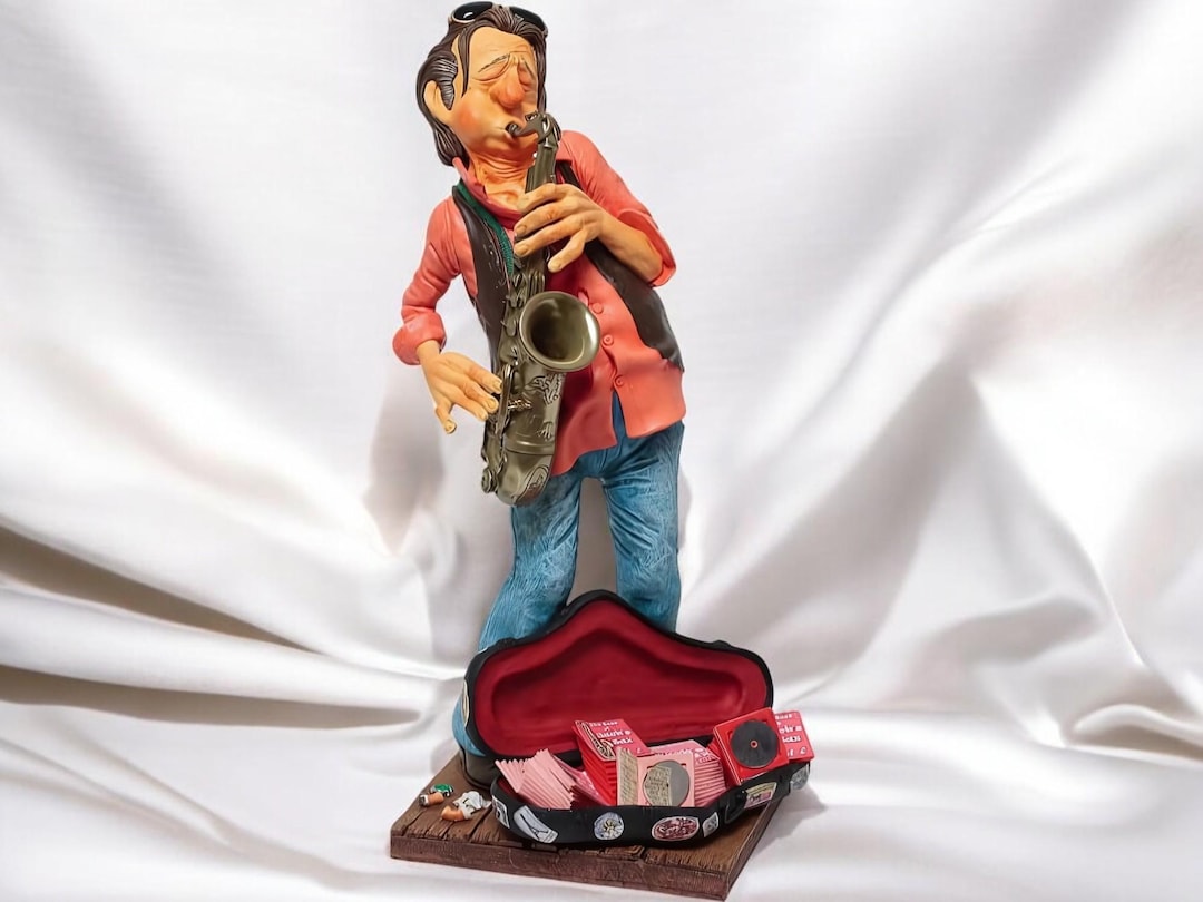 Hand-painted Saxophone Player Figurine: Street Musician Statue (40CM ...