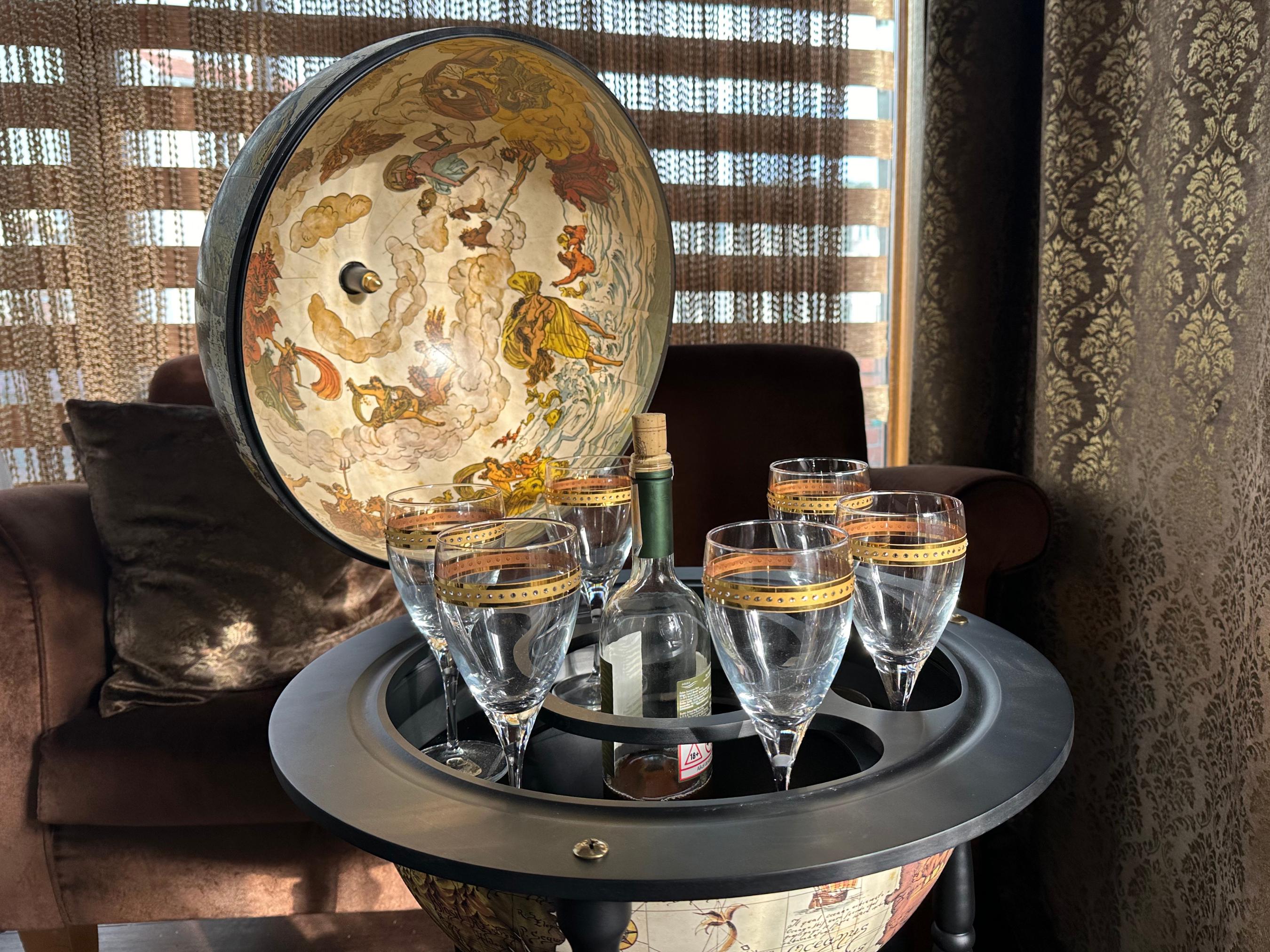 Vulcano Raven-black Floor Standing Bar Globe. With a Map in Warm and ...