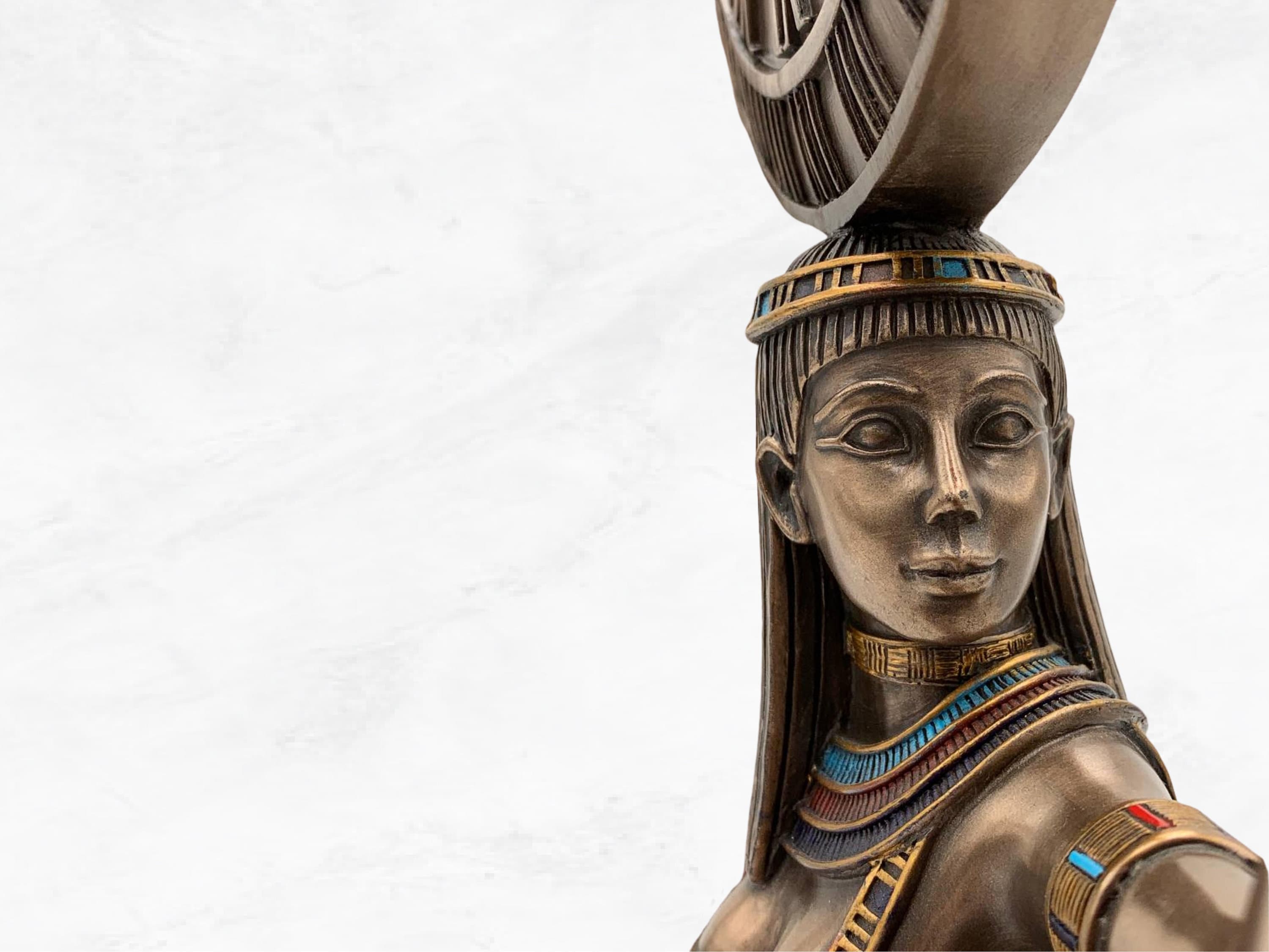Large Isis Goddess Statue With Clock, Egyptian Decor, Tabletop ...