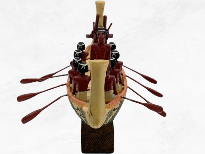Egyptian Boat Figure, Hand Painted Rowing Egyptians Figurine, Egyptian ...