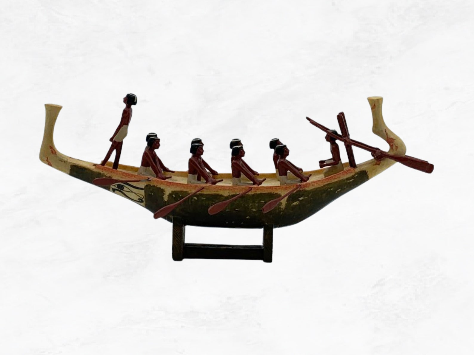 Egyptian Boat Figure – Hand-painted Rowing Sculpture - Etsy