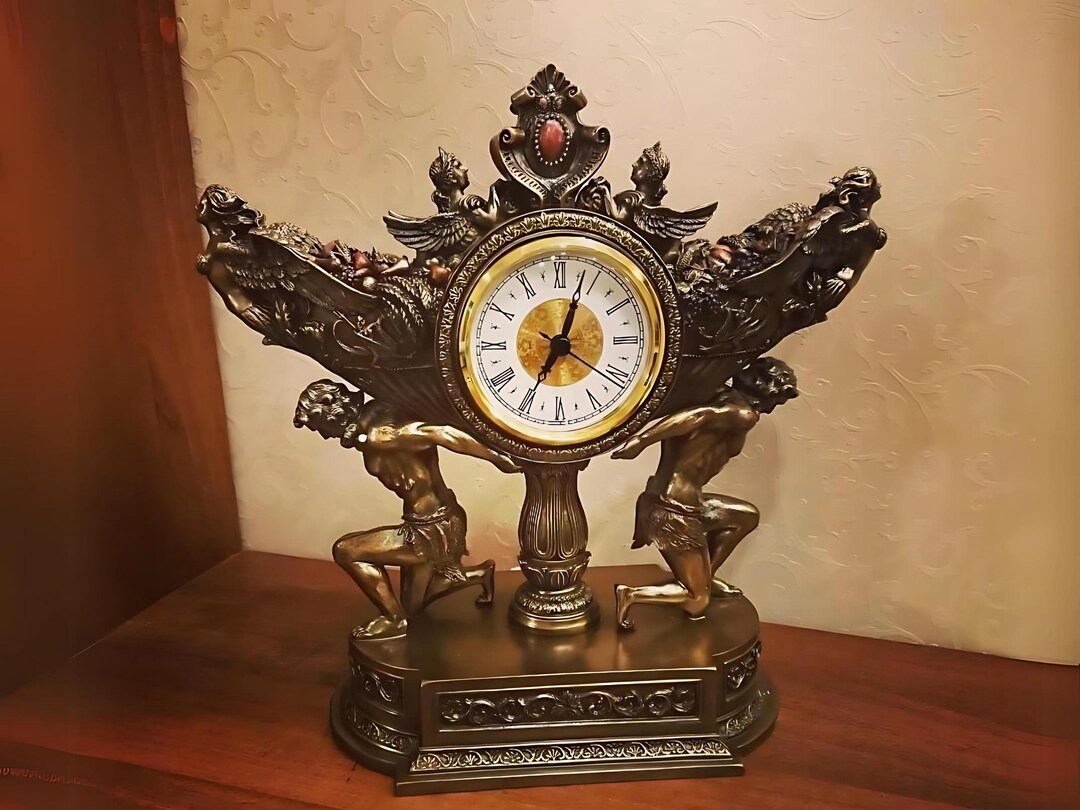 Baroque Tabletop Clock: Vintage Decor With Angels, Ornate Antique Style ...