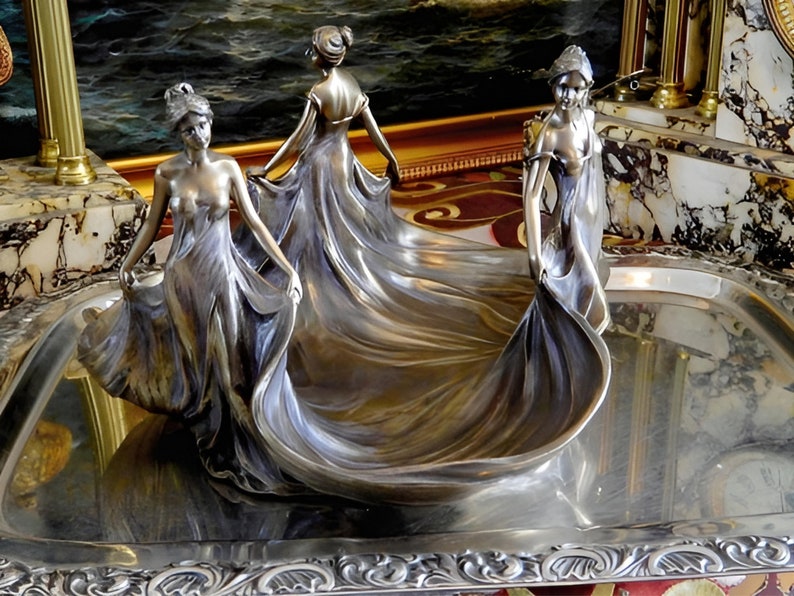 Three Graces Bowl Art Nouveau Fruit Bowl Themed Three Graces - Etsy