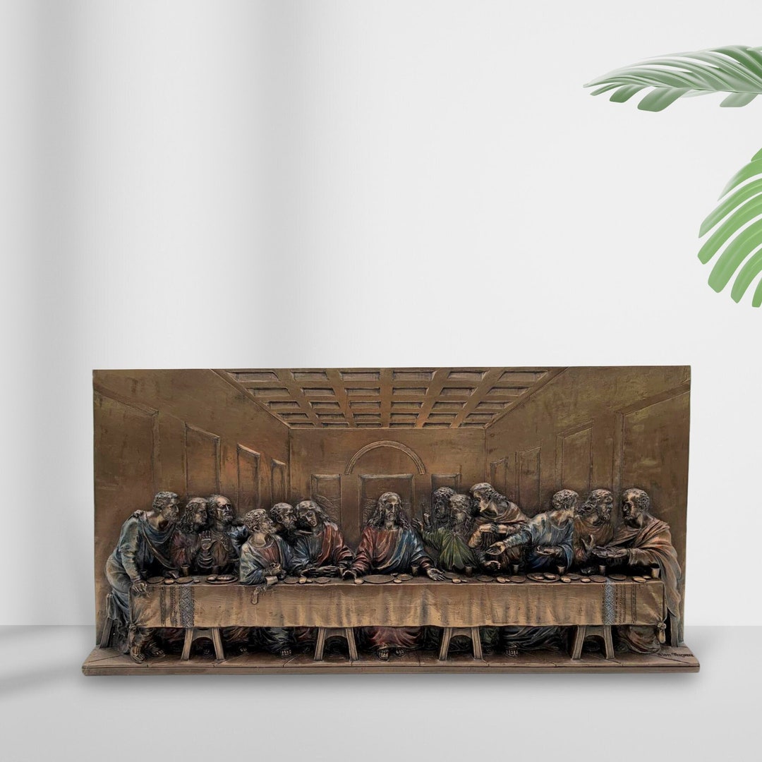 The Last Supper Bronze Wall Plaque Embossed, Christian Wall Decor ...