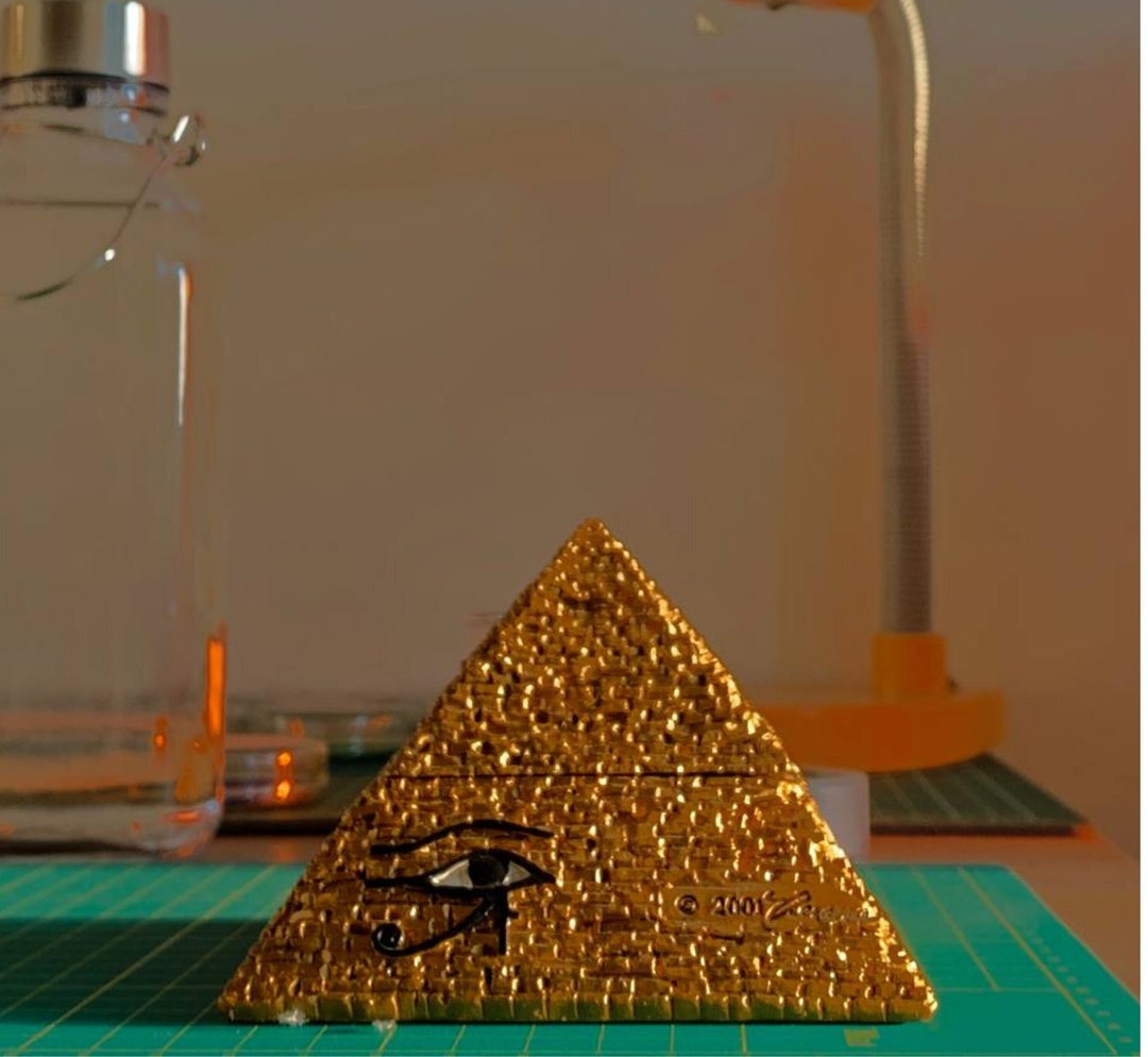 Egyptian Pyramid Trinket Box: Golden Polyresin Desk Decor - Etsy