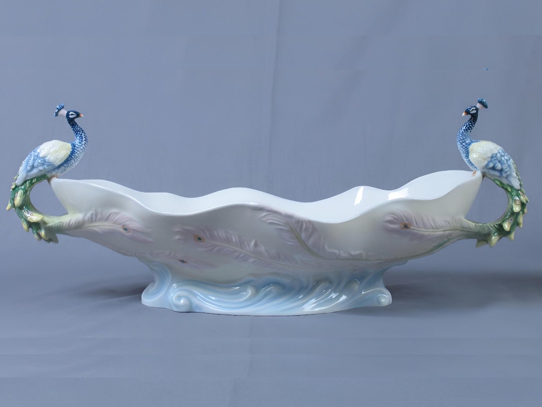 Art Nouveau Peacock & Fruit Bowl, Vintage Porcelain Dish, Elegant Home ...